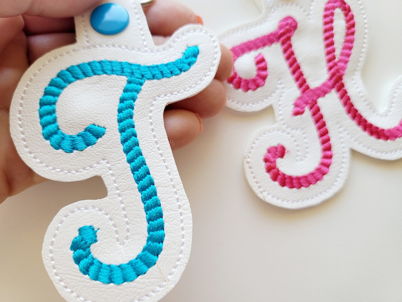 Rope Key Fob Snap Tab Monogram Script Initial Letters From A up to Z in ...