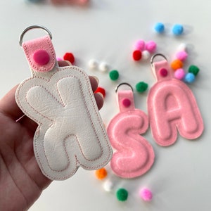 Puffy Foam Key Fob Snap Tab Rounded Monogram Alphabet Letters A-Z ...