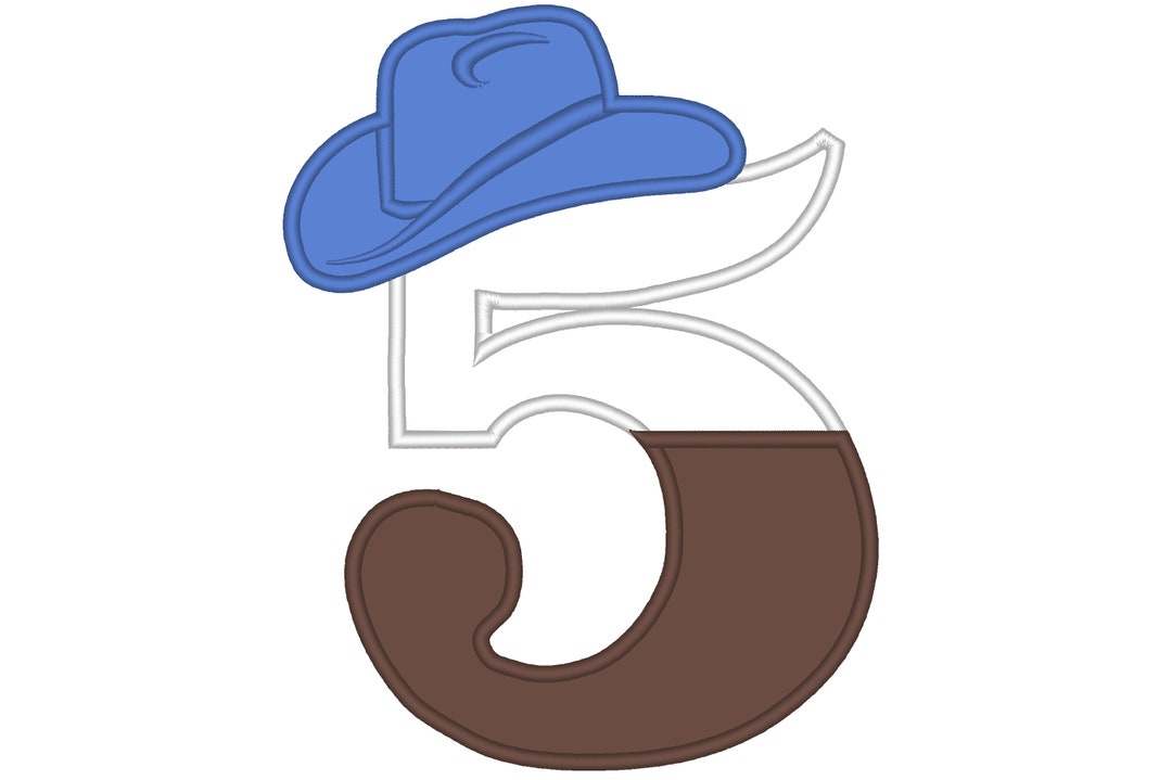 Little Cowboy 5 Number FIVE Embroidery Birthday Number Applique Cowboy ...