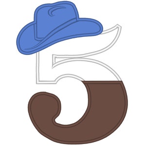 Little Cowboy 5 Number FIVE Embroidery Birthday Number Applique Cowboy ...