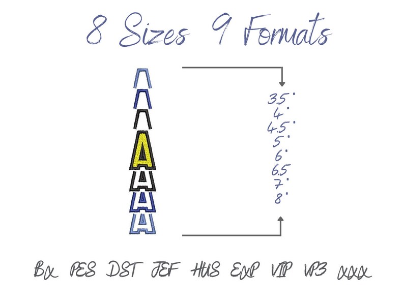 Stacked Block Font, Fill Stitch and Outline Alphabet Letters, Sport Boy ...