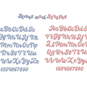 Patriotic Stars and Stripes Cursive Font SET of 2 Types Machine ...