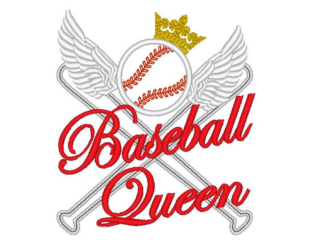 Baseball Queen - Machine Embroidery Applique Designs for Hoop 4x4, 5x7 ...