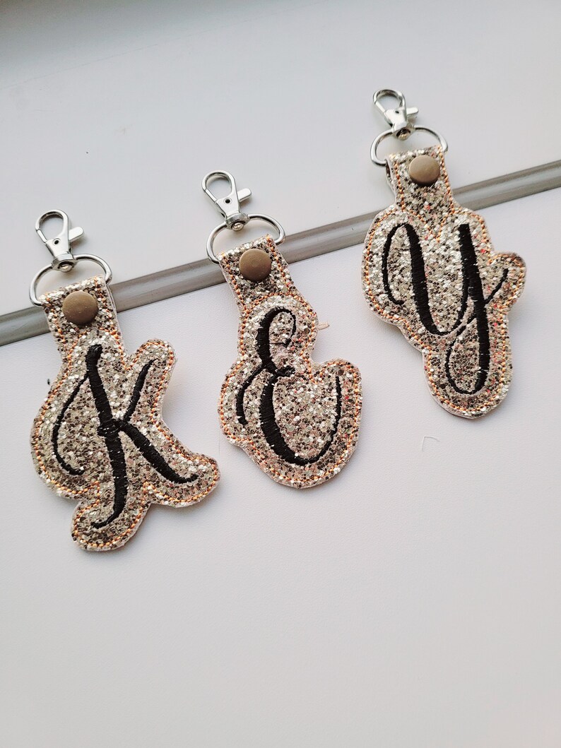 Key Fob Snap Tab Monogram Script Initial Letters From A up to Z in the ...