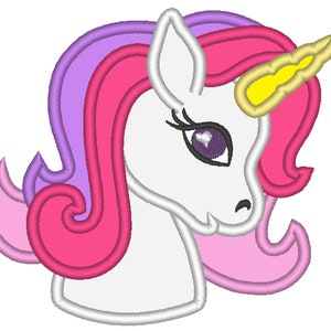 Unicorn Head Pretty Face- Machine Embroidery Designs Applique Rainbow ...