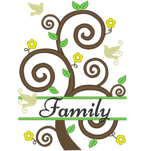Tree of Life, Family Tree, Curly, Split, Personalized Names - Machine ...