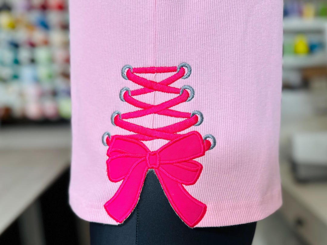 Girly Lace up Bow Applique Machine Embroidery Designs Lacing Bow Ribbon ...