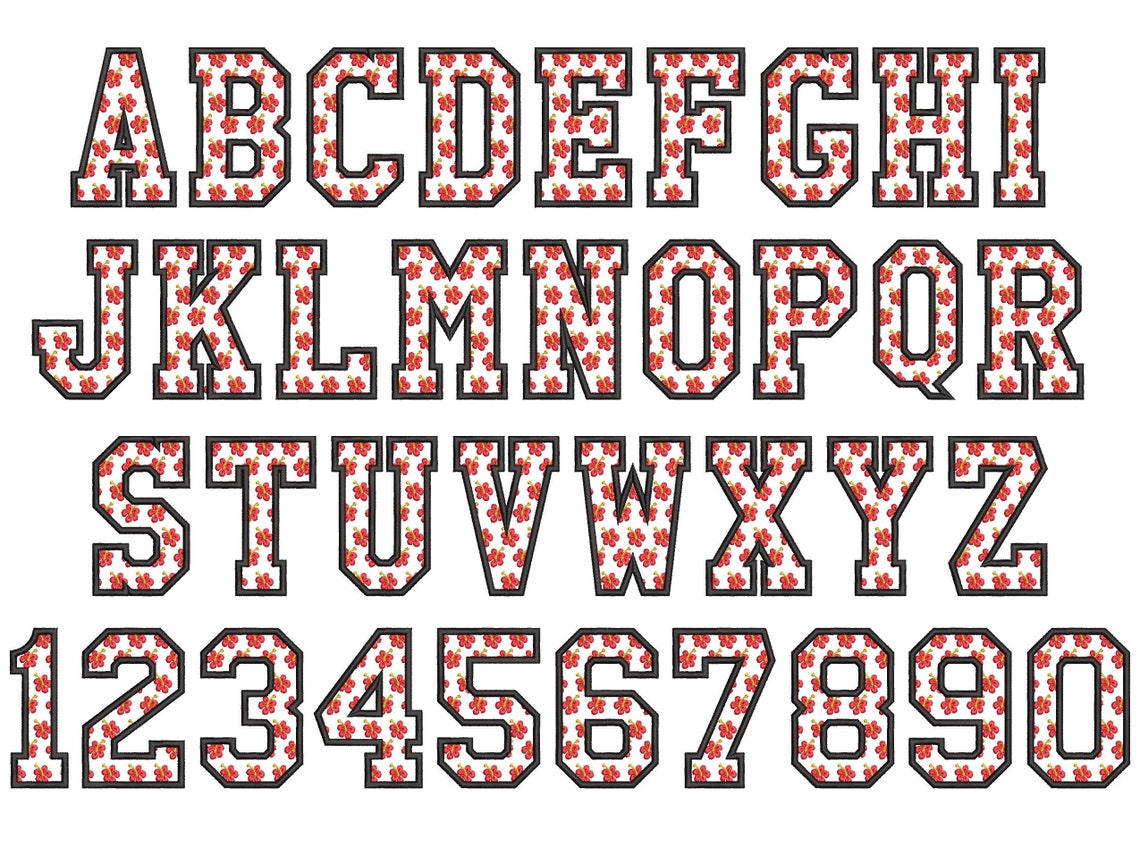 Hibiscus Flower Block Font Floral Alphabet Applique Machine - Etsy