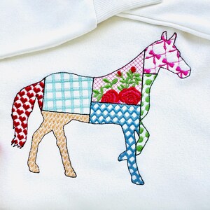 Patchwork Horse Patterned Farm Animal Horse Outline Machine Embroidery ...
