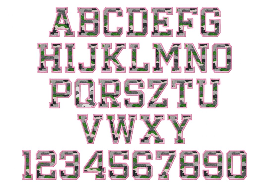Camouflage Embroidery Font Camo Alphabet Letters and Numbers Machine ...