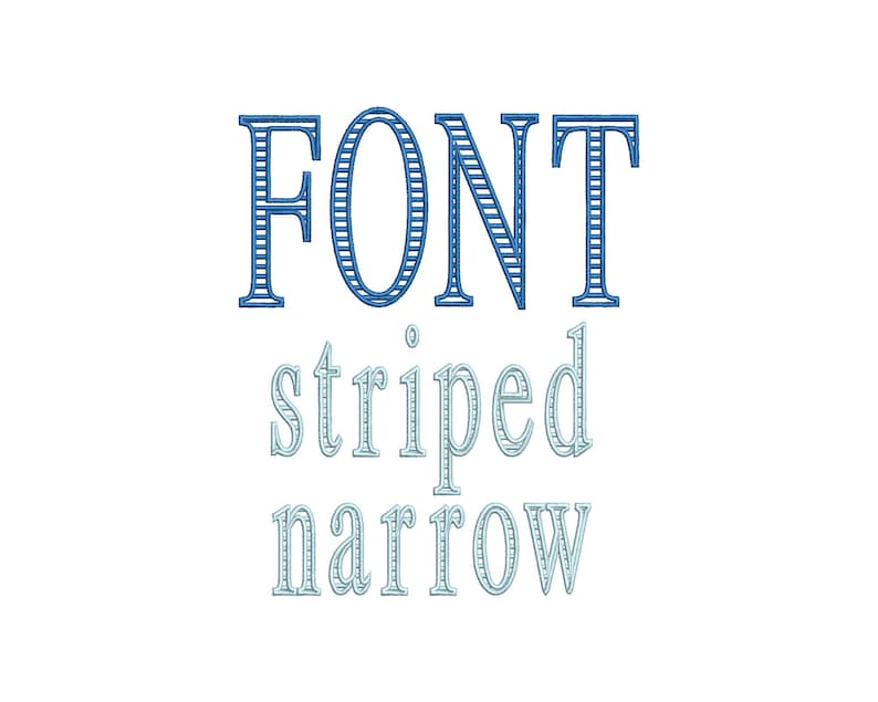 Block Striped Narrow Font Satin Stitch Alphabet Monogram Letters ...