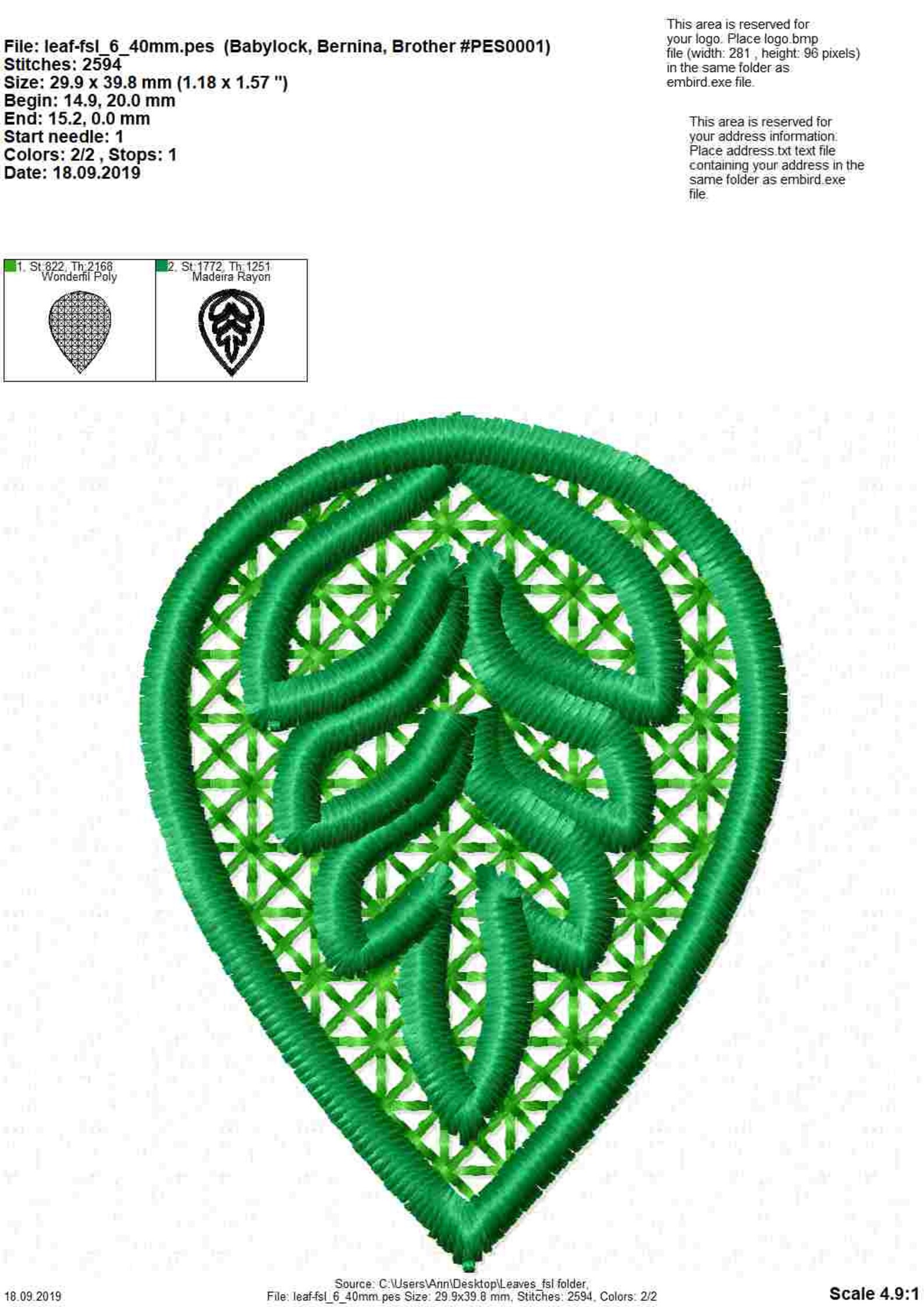 Leaves Mini Accent FSL Freestanding Lace Machine Embroidery Designs in ...