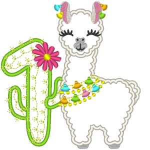 Llama Alpaca Birthday Cactus Number Set 1-9 Applique Designs Pretty ...