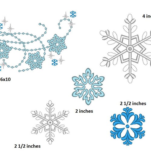 6 Snowflakes Machine Embroidery Designs SET of 6 Snowflake in - Etsy