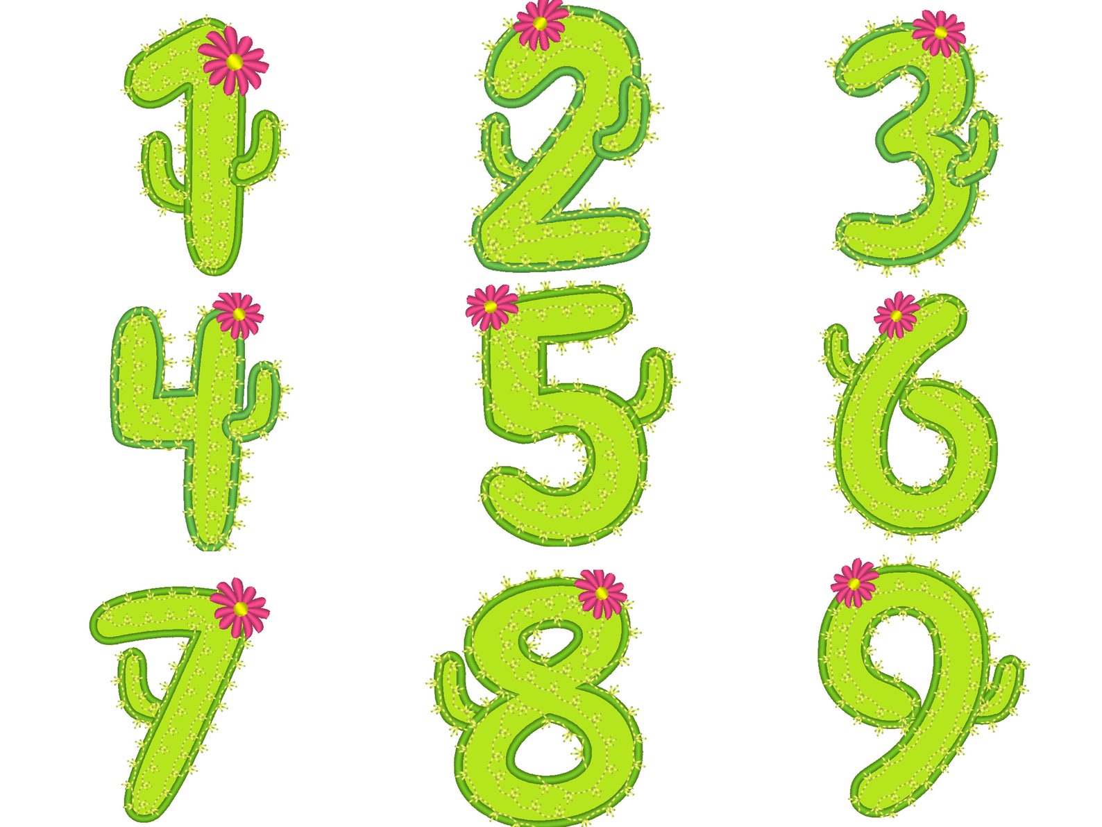 Cute Cactus Numbers Set Birthday Numbers Machine Embroidery - Etsy