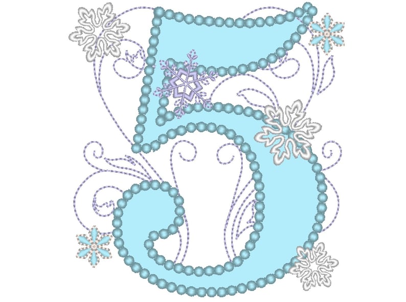 Frozen Swirls Birthday Number FIVE 5 With Wide Pearl Stitch Machine ...