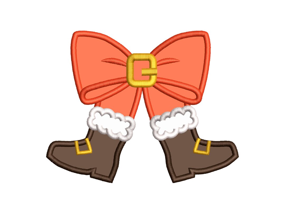 Christmas Santa Bow Side Bow Split Seam Machine Embroidery Designs ...