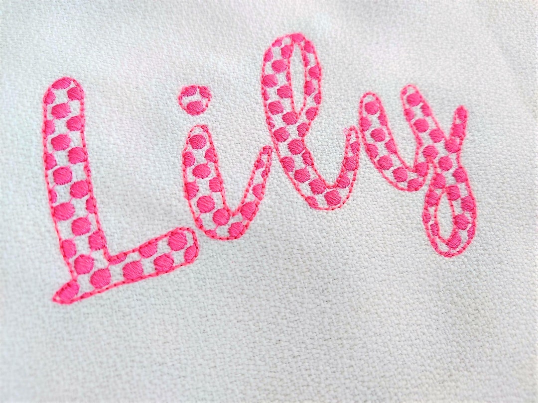 Polka DOT Minnie Mouse Kids Cursive Font Light Sketch Outline Machine ...