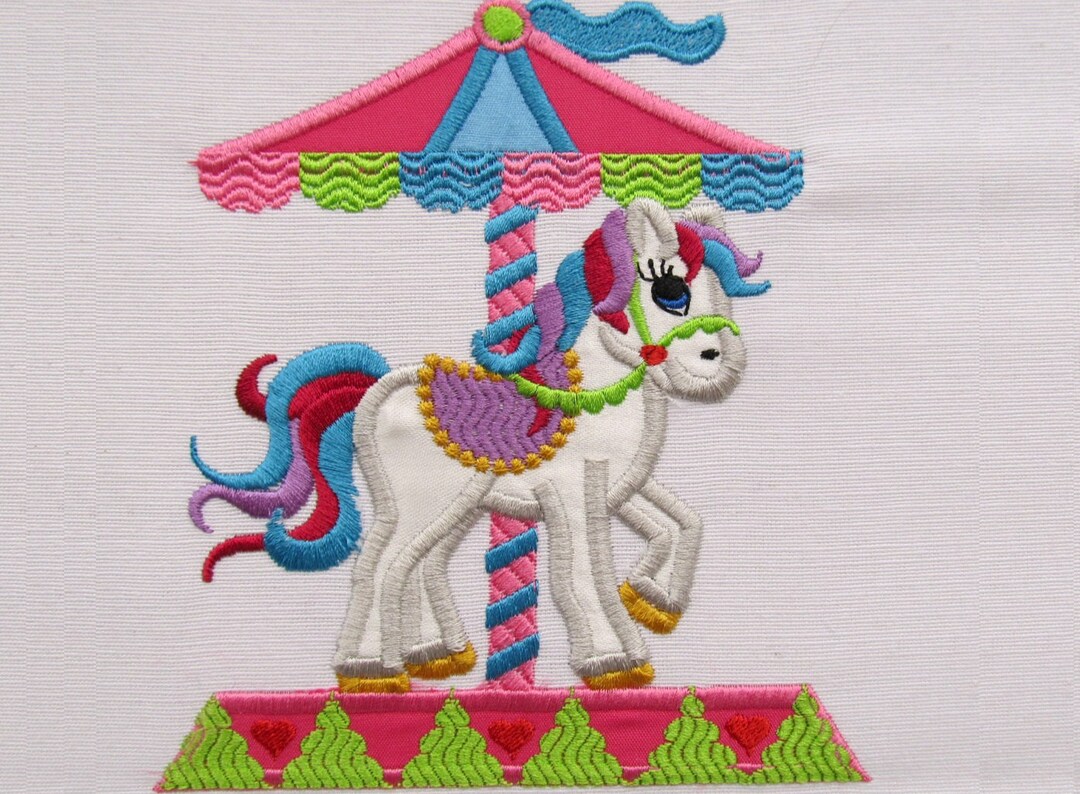 Carousel Horse - Machine Embroidery Applique Designs 4x4, 5x7 and 6x10 ...