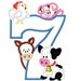 Farm Birthday Number SEVEN 7 With Cow, Pig, Horse and Rooster Cute Farm ...