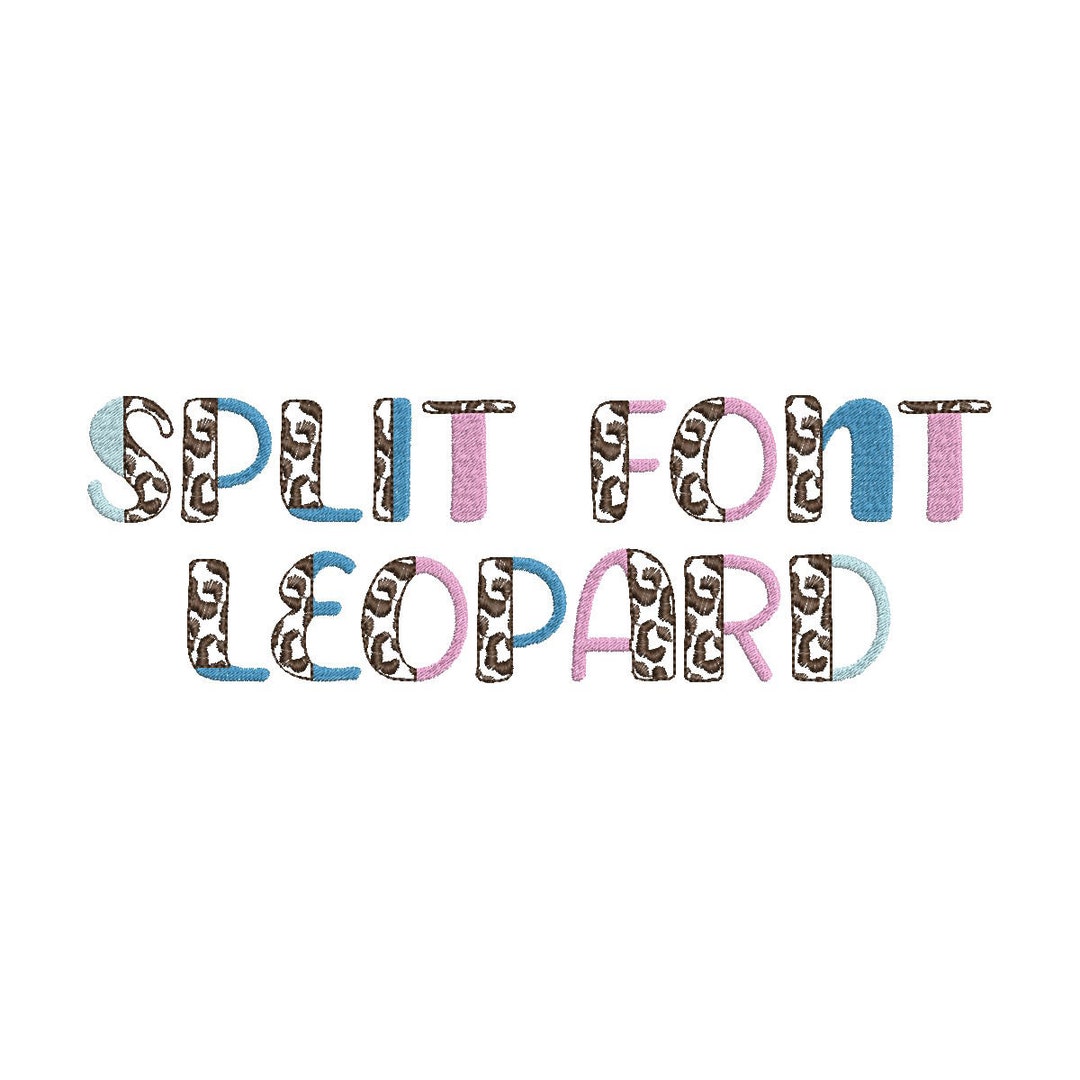 Split Font Leopard Spots and Fill Stitch Duo Font 2 Colors Alphabet ...
