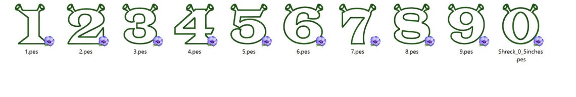 Cute Shrek Numbers Font Machine Embroidery Applique Designs - Etsy