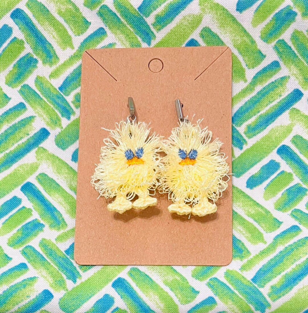 Cute Easter Chick Earrings Fringed Fluffy Chicken Kids Charm FSL ...