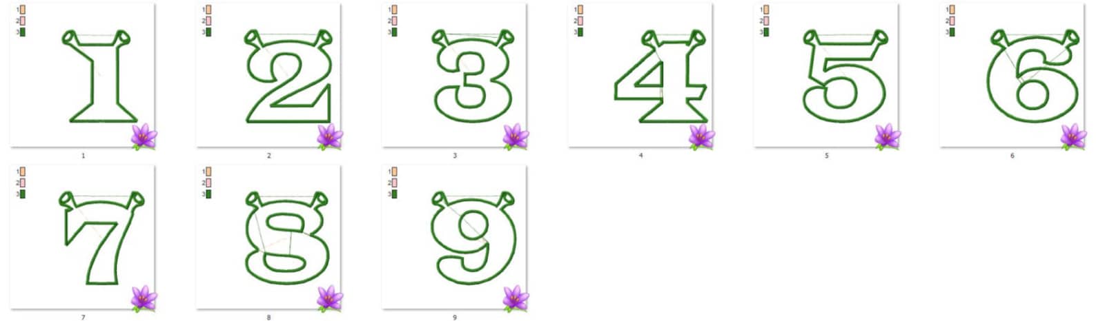 Cute Shrek Numbers Font Machine Embroidery Applique Designs - Etsy