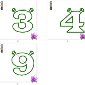 Cute Shrek Numbers Font Machine Embroidery Applique Designs - Etsy