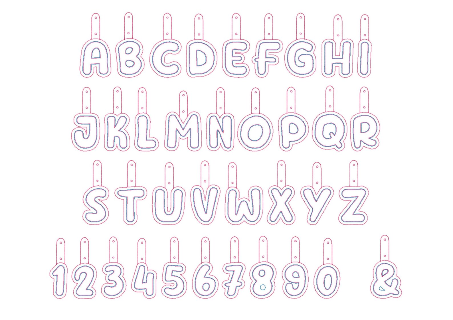 Puffy Foam Key Fob Snap Tab Rounded Monogram Alphabet Letters A-Z ...
