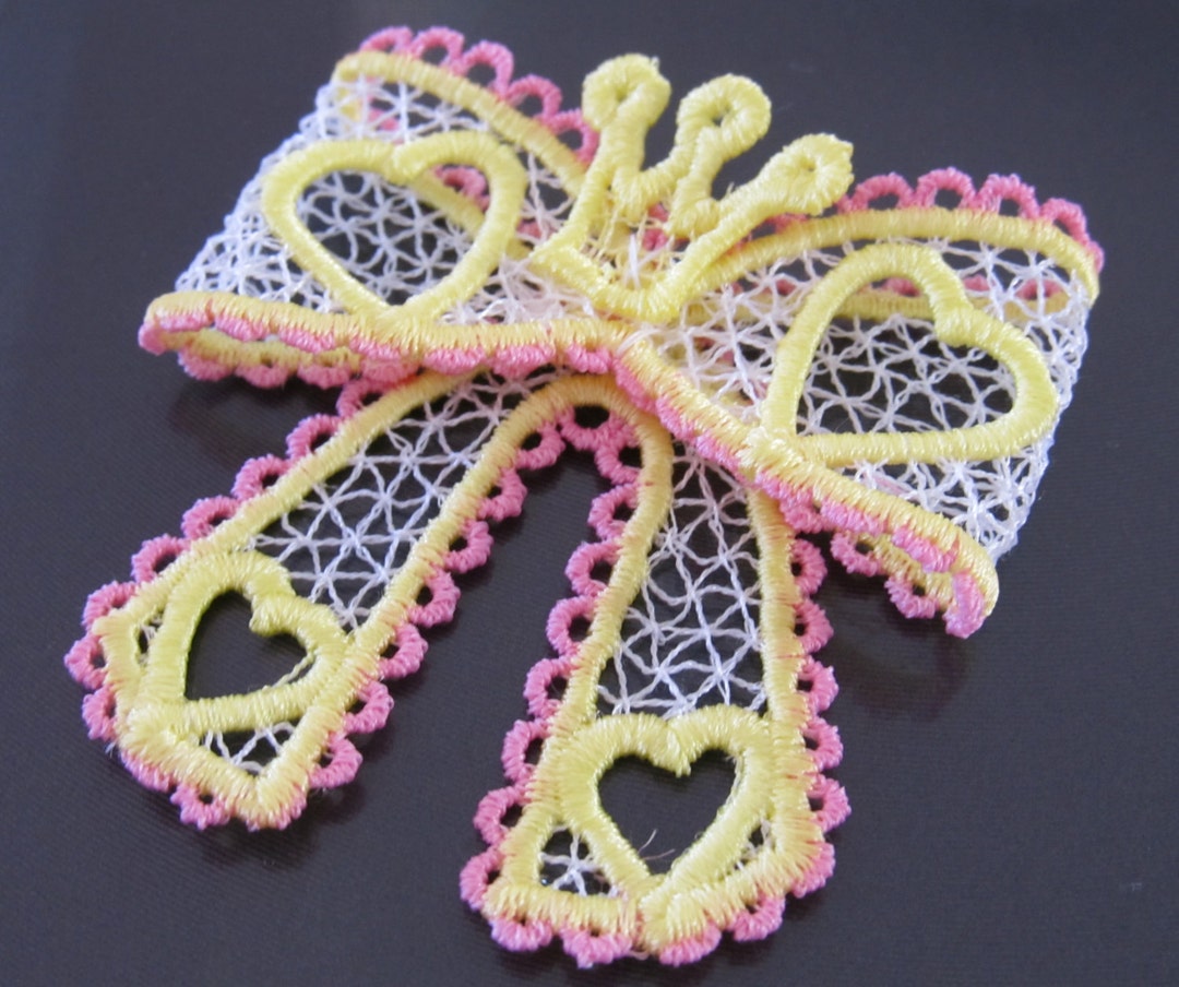Love Bow FSL Free Standing Lace Curl Bow Machine Embroidery Design for ...