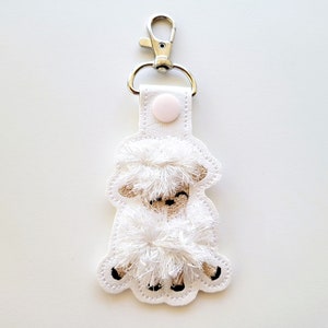 Fringed Sheep Key Fob Snap Tab in the Hoop Machine Embroidery Designs ...
