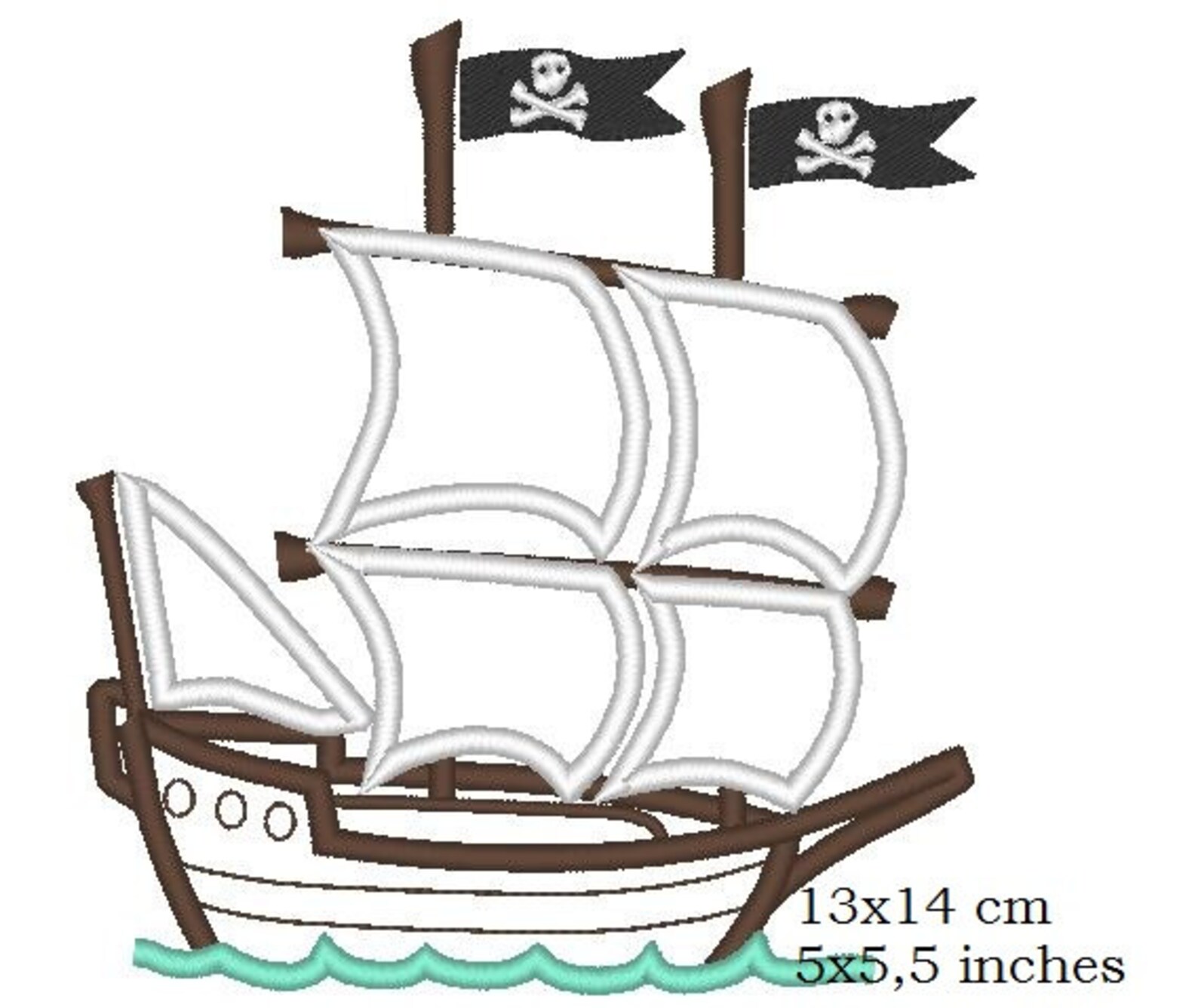 Pirate Ship Machine Embroidery Design With Triple Stitch and - Etsy