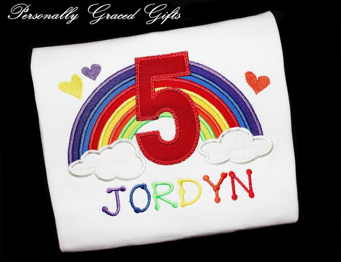 Cute Rainbow Birthday Number 1 ONE only machine embroidery | Etsy