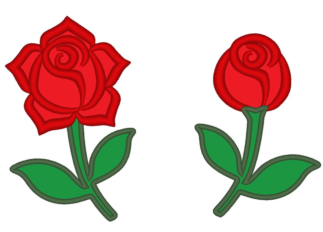 Two Single Roses - Machine Embroidery Applique Designs - 4x4 and 5x7 ...