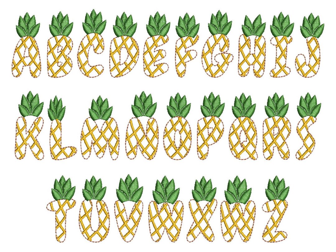 Tutti Frutti Pineapple Fruit FONT Machine Embroidery Designs in ...