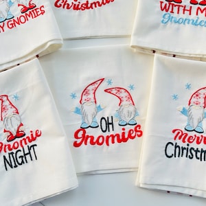 GET 6 Merry Christmas Kitchen Gnomies Embroidery Gnome Kitchen Towel ...