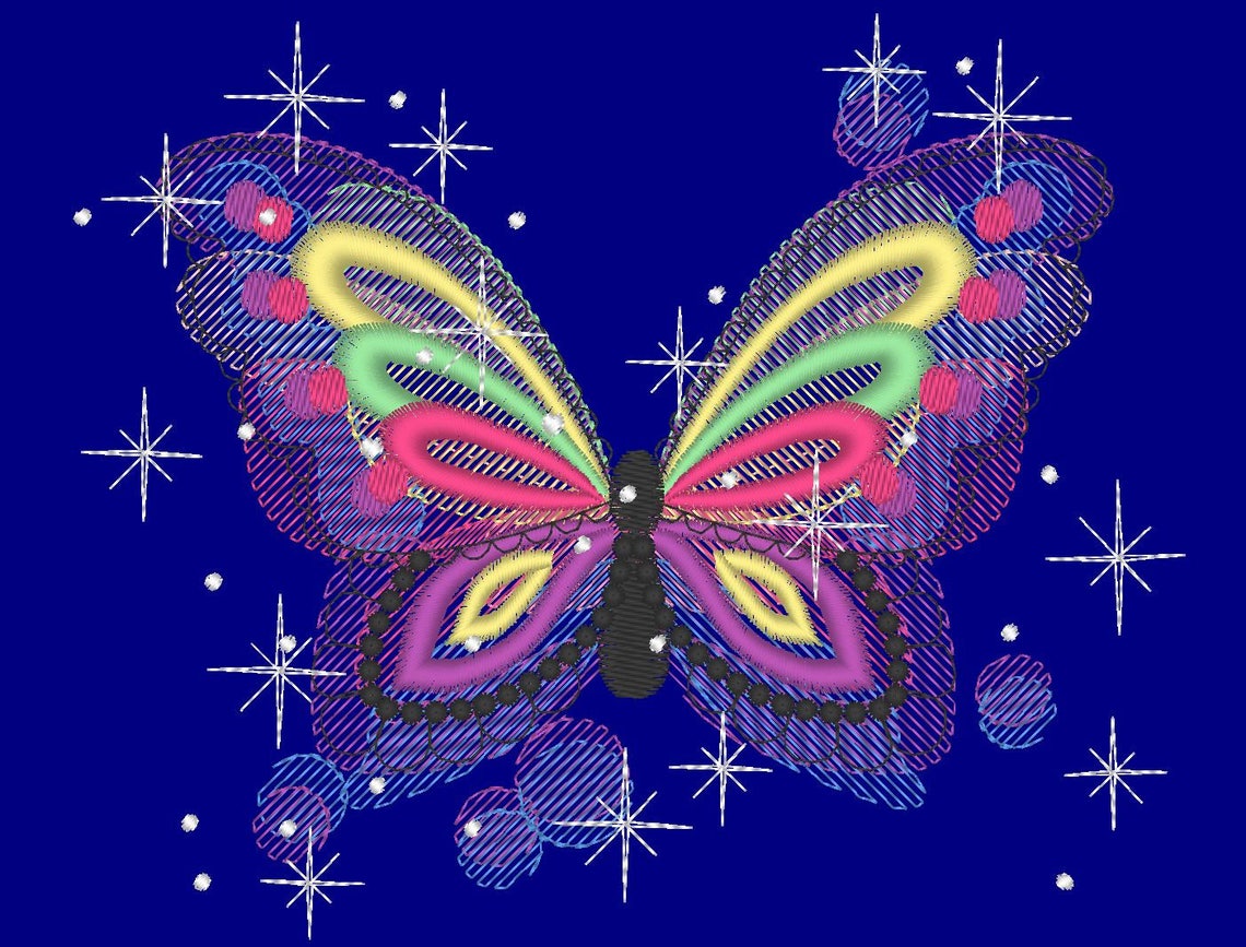 Galaxy Butterfly Sparkling Stars Butterfly Embroidery - Etsy