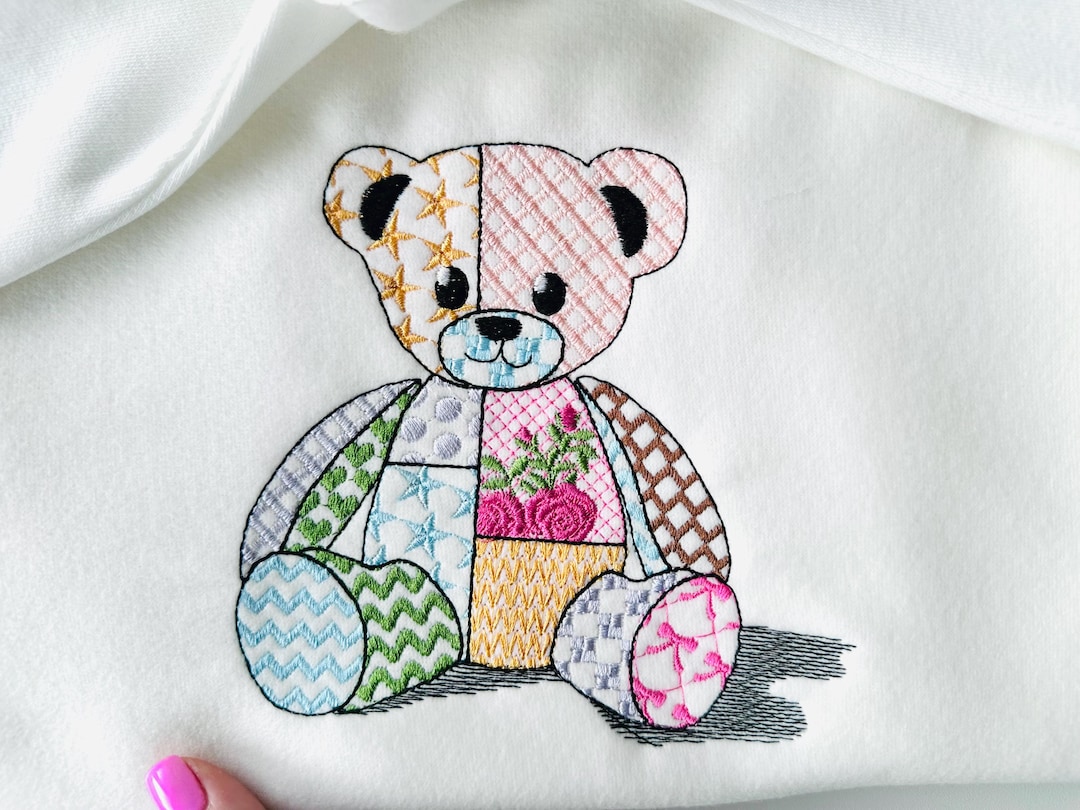 Cute Little Patchwork Teddy Bear Awesome Patterned Teddy Outline ...