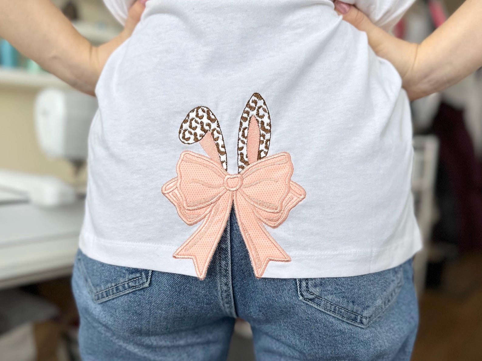 Adorable Bunny Ears With Leopard Spots Split Seam Cutout Side Bow ...