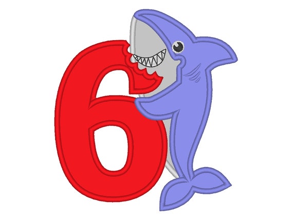 Baby Shark Birthday Number 6 SIX Bitten Number Kids Boy - Etsy