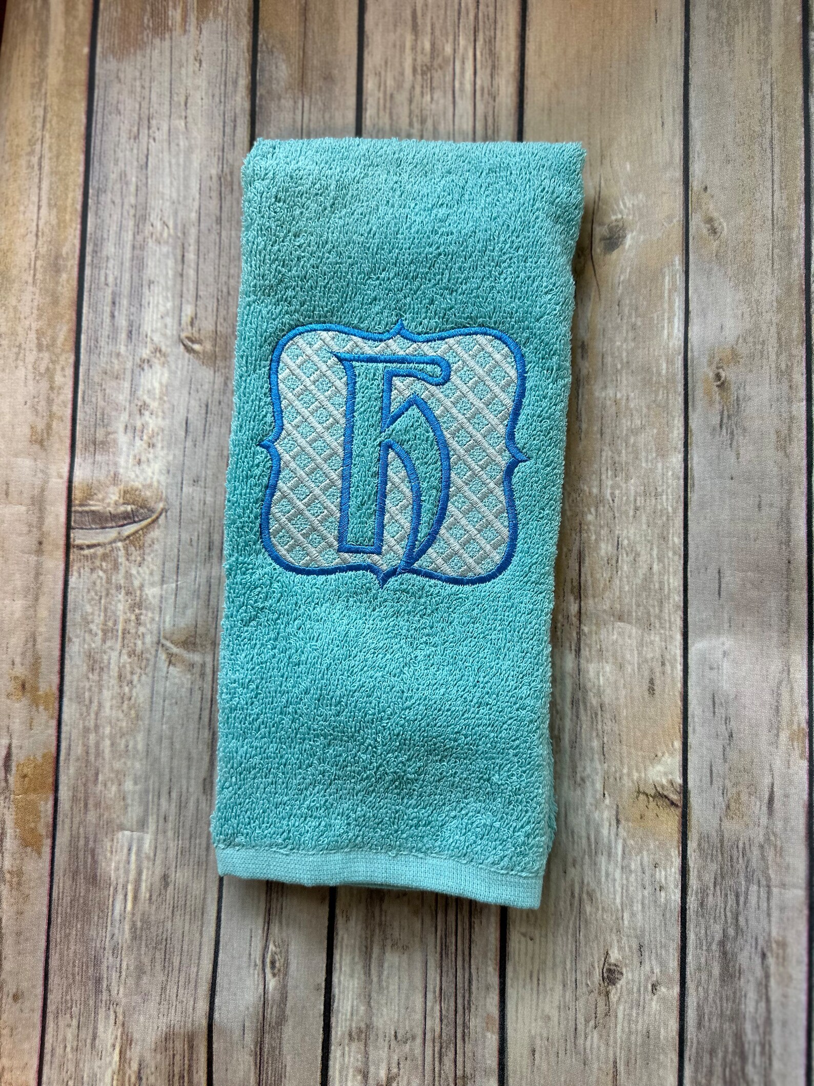 Embossed Terry Towel Monogram Letters A-Z and Gingham Buffalo Plaid ...