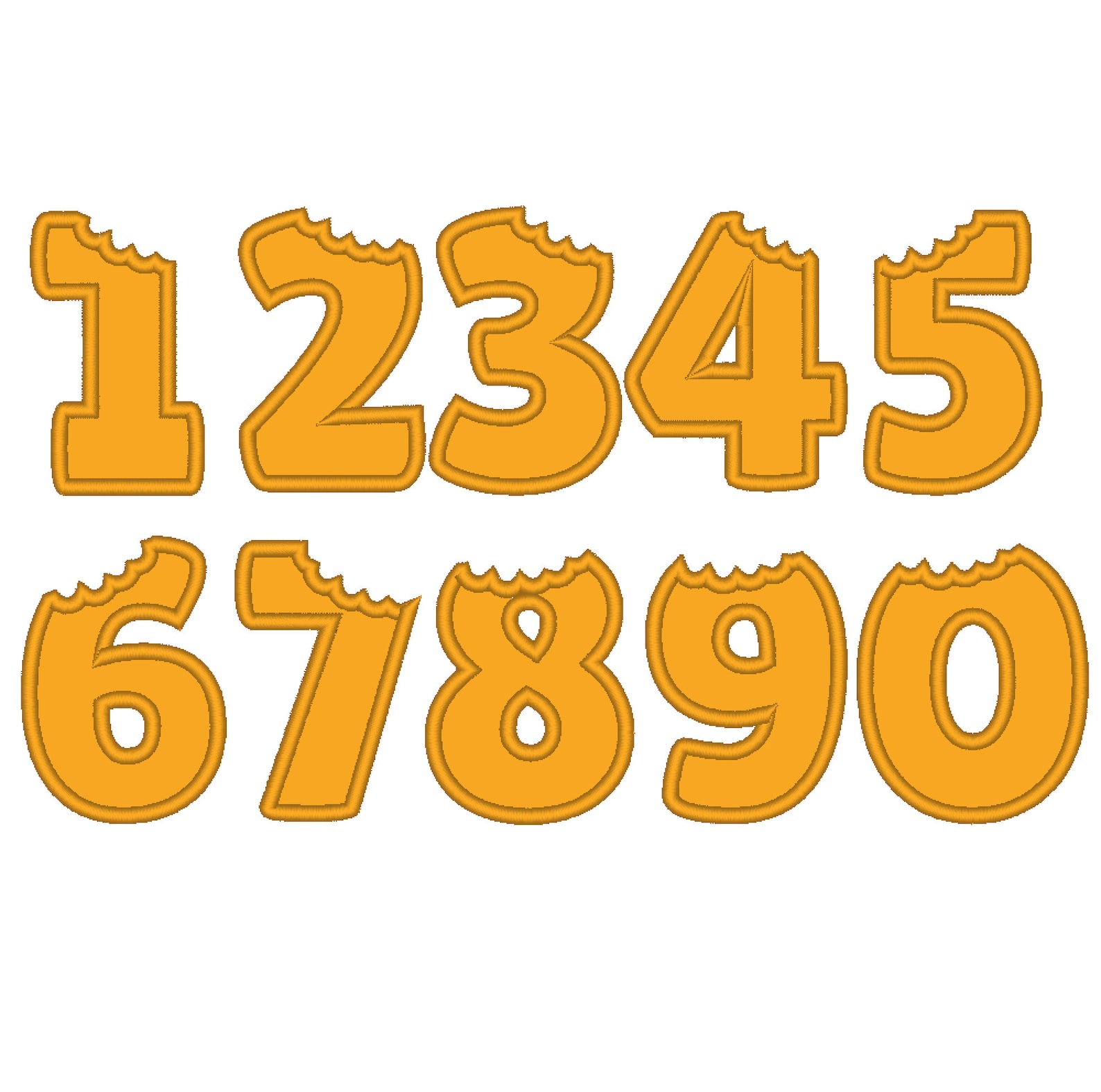 Bitten Numbers Wide Satin Stitch Birthday Numbers Applique Machine ...