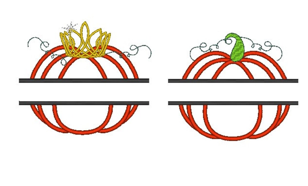 Split Pumpkin 2 Types Boish and Girly Machine Embroidery Applique ...