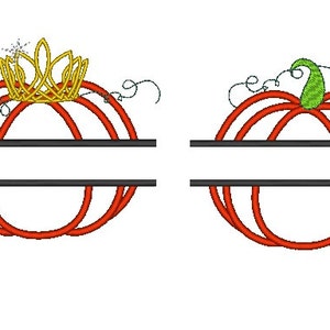 Split Pumpkin 2 Types Boish and Girly Machine Embroidery Applique ...