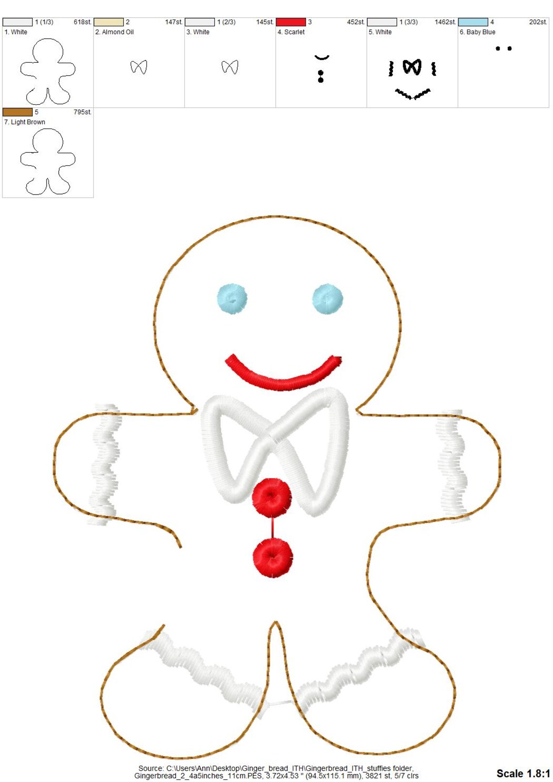 Christmas Gingerbread Men Cookie SET of 5 Types Easy in the Hoop ITH ...