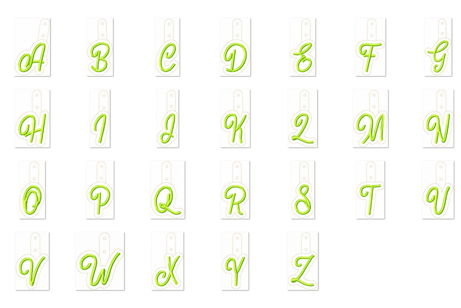 Key Fob Snap Tab Monogram Script Initial Letters From A up to Z in the ...