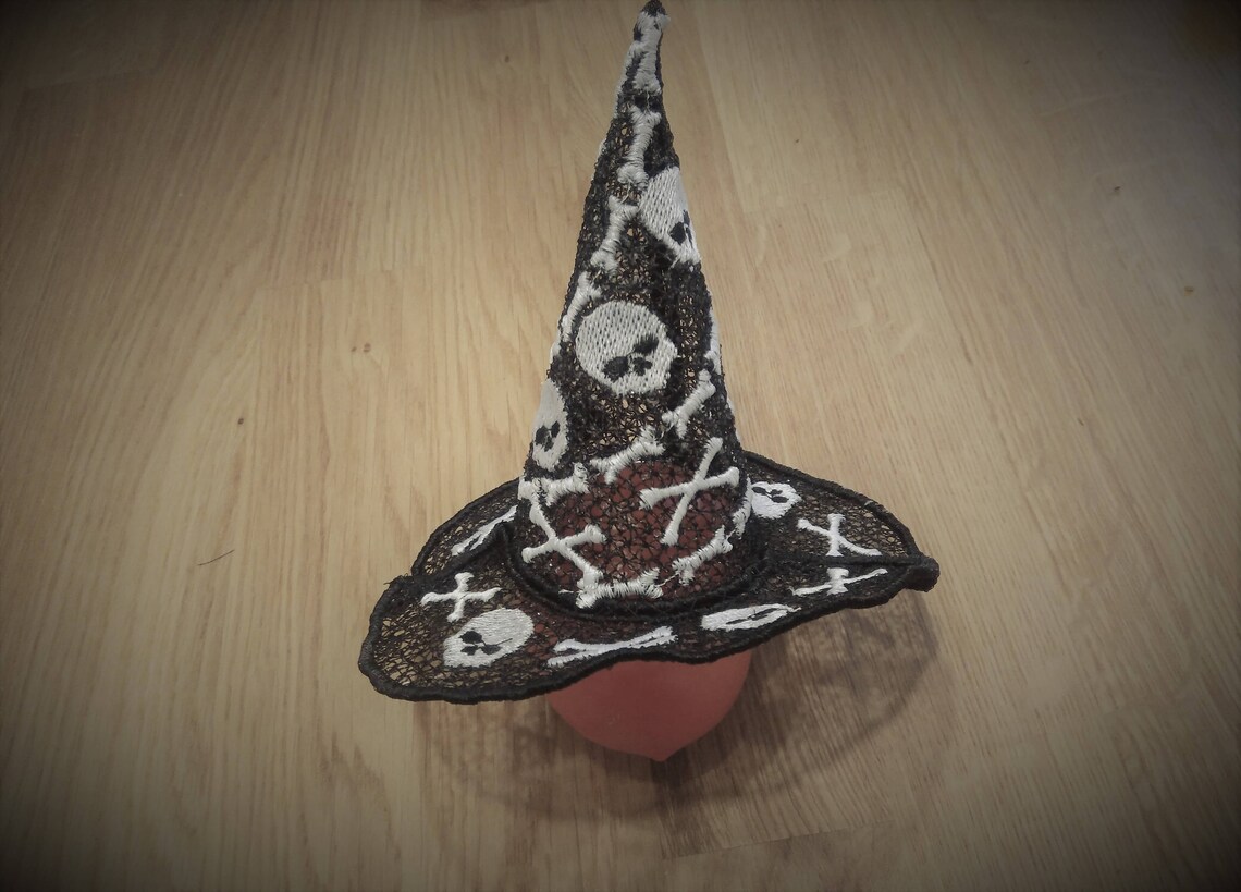 Halloween Witch Lace Hat With Little Skulls FSL Freestanding Lace ...