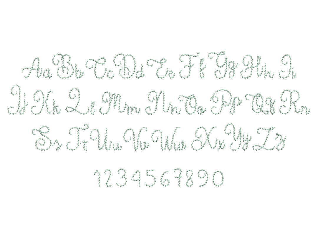 Hand Stitch Effect FONT Back Stitch Alphabet Letters and Numbers ...