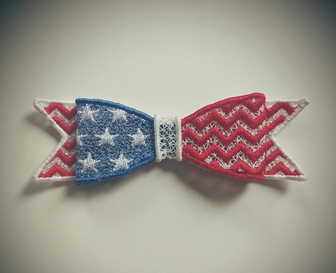 Patriotic 3D Bow Three-dimensional 3 Dimensional FSL Free Standing Lace ...